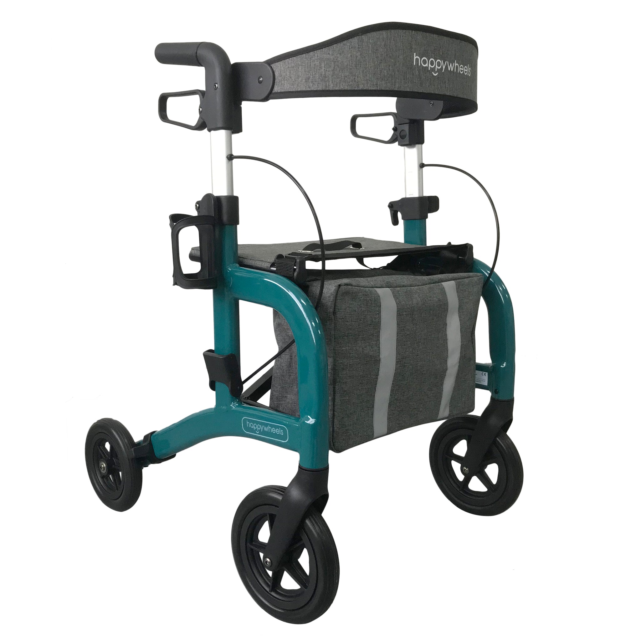 HappyWheels Lightweight Travel Rollator (Teal, Walker Rollator)